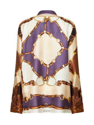 Gucci Womens Shirt Printed Silk Twill Multicolour