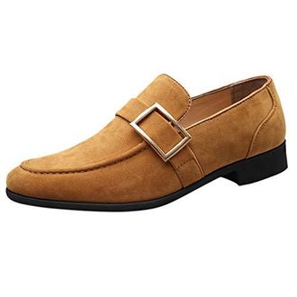 Generic Chaussures habill&eacute;es pour homme - Mocassins habill&eacute;s en cuir pour homme - Chaussures haricots &agrave; enfiler avec fermeture &agrave; boucle - Mocassins &agrave; bout poi