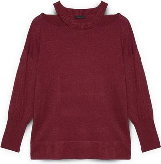 Fiorella Rubino Femme, Pulls, Rouge, Taille: 44 FR Pull en Lurex avec D&eacute;tails D&eacute;coup&eacute;s