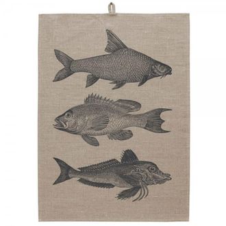 Frohstoff Geschirrtuch Leinen - Fischtrio, anthrazit