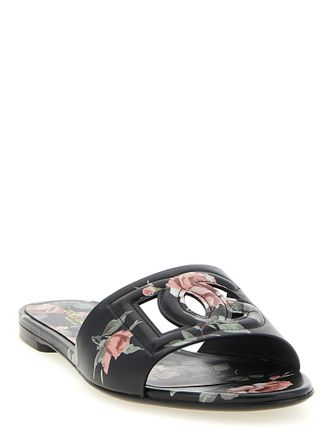 Dolce & Gabbana Womens Black Calfskin Slides Shoe