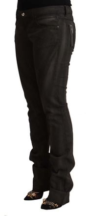 Costume National Womens Black Cotton Mid Waist Skinny Pants Elastane