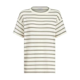 Brunello Cucinelli Femme, Tops, Beige, Taille: 36 FR Maglietta girocollo a righe