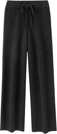 Generic Pantalon large en laine m&eacute;rinos pour femme - Doux - Chaud - En tricot - Style d&eacute;contract&eacute;, Noir, XL
