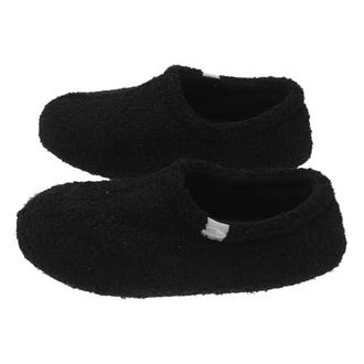 Hemobllo Pantoufles Femme en Mousse &agrave; M&eacute;moire de Forme Doublure en Polaire Duveteuse Noire Talon Envelopp&eacute; pour Maintien Taille 38-39 Pantoufles DInt&eacute;rieur Con