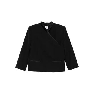 Casablanca Wickeljacke mit Satinbesatz - - Blouses & Shirts - Damen - Schwarzk - M