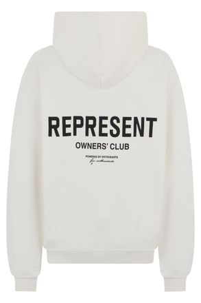 Represent Mens Hooded Sweatshirt Owners Club White Cotton Jumpers Sweater