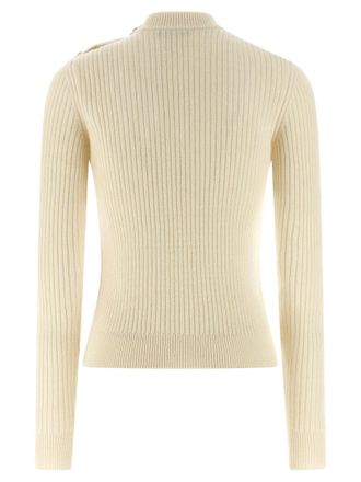 Balmain Ribbed Cashmere and Virgin Wool Sweater - Cream