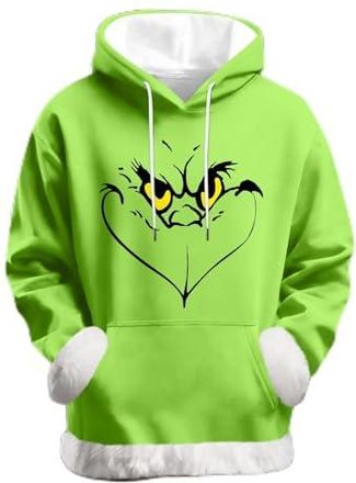 Generic Le Grinch Sweat Femme A Capuche Christmas Chaud Polaire Plaid Vêtements De Moche Adulte Noel Hiver 2025 Pull The Oversize Femmes Noël Pyjama Costume V