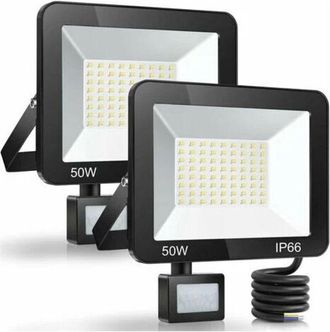 Gabrielle 50 w LED-Flutlicht f&uuml;r den Au&szlig;enbereich, Bewegungsmelder, 2-teilig, IP66 wasserdichter LED-Strahler mit Sensor, 5000 lm, 7000 k kaltwei&szlig;e