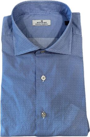 Sonrisa Chemise en coton &agrave; micro-motifs - Homme - Chemises - Bleu - Taille: 2XL