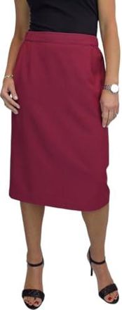 Paulo Due Jupe Crayon Doubl&eacute;e pour Femme avec Taille Partiellement &Eacute;lastiqu&eacute;e sous Le Genou, Jupe De Bureau Bordeaux 38-52 (46)