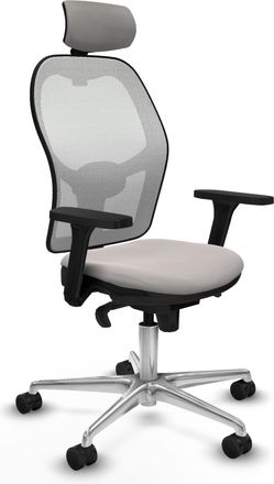 Piqueras y Crespo Computerstuhl mit 3D-Armen, h&ouml;henverstellbarer Lendenwirbelst&uuml;tze und h&ouml;henverstellbarem Kopfteil, Wei&szlig; / Wei&szlig;
