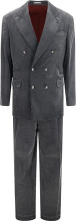 Brunello Cucinelli Rippiger Zweireiher - - Suits - Herren - Grau - XL
