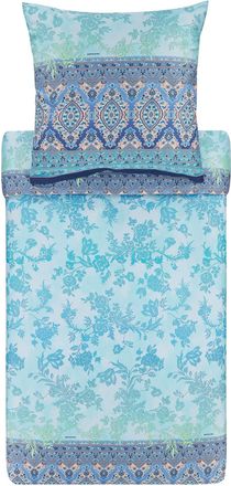 Bassetti AGRIGENTO Bettw&auml;sche + 2 Kissenh&uuml;llen aus 100% Baumwollsatin in der Farbe Blau B1, Ma&szlig;e: 200x200 + 2 K 80x80 cm - 9321871