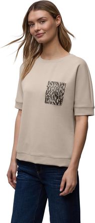 Street One T-Shirt mit Leo-Brusttasche Cotton beige 40