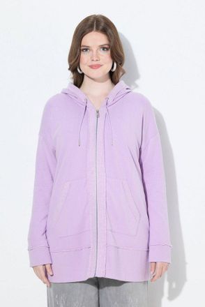 Ulla Popken Sweatjacke Hoodiejacke offenkantig Kapuze Langarm
