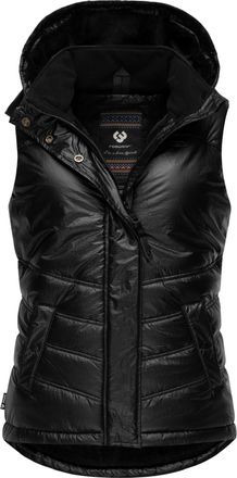 Ragwear Damen &auml;rmellose shiny Outdoorweste warme wasserdichte Winterjacke mit abnehmbarer Kapuze Hesty Bling YOUMODO Black Gr. XL