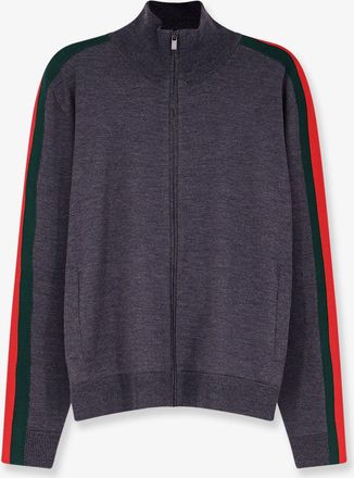 Gucci Fine wool cardigan with full zip and Web stripe - GUCCI - gender_Man