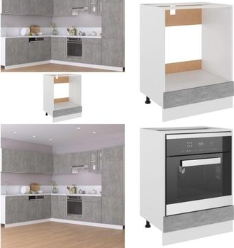 vidaXL Vidaxl - Armoire à four Gris béton 60x46x81,5 cm Bois dingénierie - Armoire à Four - Meuble De Cuisine - Rangement Cuisine - Placard Cuisine