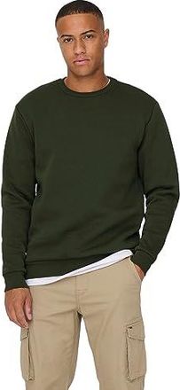 Only & Sons Pull Sweatshirt Homme Basique Coupe régulière Manches Longues sans Capuche ONSCERES, Couleurs:Vert, Size:M