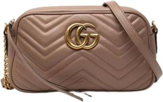 Gucci Sac bandouli&egrave;re en cuir matelass&eacute; Pre-owned - Femme - Pre-owned - Brun - Taille: ONE Size