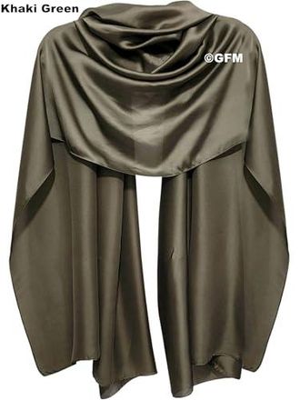 GFM Foulard ch&acirc;le 100 % soie - pour soir&eacute;e, mariage, demoiselles dhonneur (SLK100), vert kaki, L