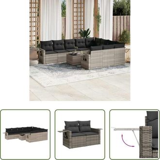 vidaXL Meubles ext&eacute;rieurs - Salon de jardin 11 pcs avec coussins gris clair r&eacute;sine tress&eacute;e