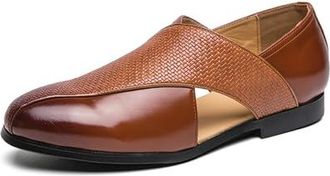 Generic Sandales en cuir &agrave; bout ferm&eacute; pour homme - Antid&eacute;rapantes et respirantes - Bout pointu - Pour le travail, la marche, la conduite, le bureau, marron, 4