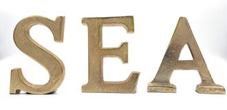 Boltze Aufsteller SEA Gold Alu 3 TLG 12 cm Einzel Buchstaben Stellen Trend Zeitlos