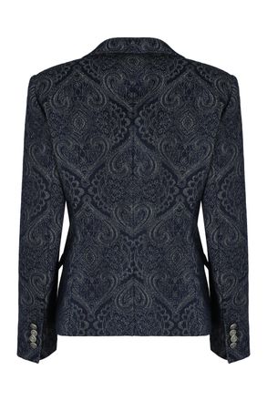 Etro Womens Denim Jacquard Jacket Blue Cotton Blazers