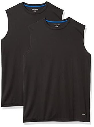 Amazon Essentials D&eacute;bardeur de Sport en Tissu Technique, Haute Performance Homme, Lot de 2, Noir, XXL