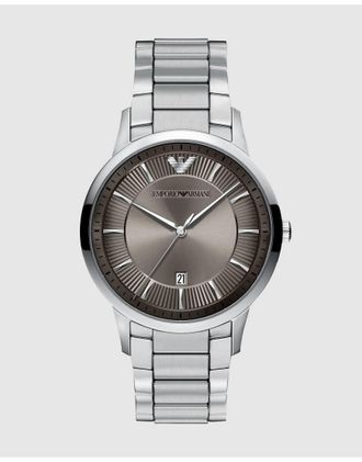 Emporio Armani Archetipo Uhr mit drei Zeigern, Datum und Edelstahlgeh&auml;use in Silber