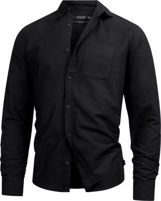 Indicode Herren Kepner Hemd mit Brust-Tasche aus Baumwolle | Herrenhemd f&uuml;r M&auml;nner Ultra Black, XXL