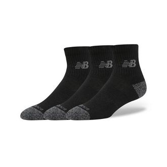 New Balance Unisex Active QTR Socken 3 Pack in Schwarz, Polyester, Gr&ouml;&szlig;e XL