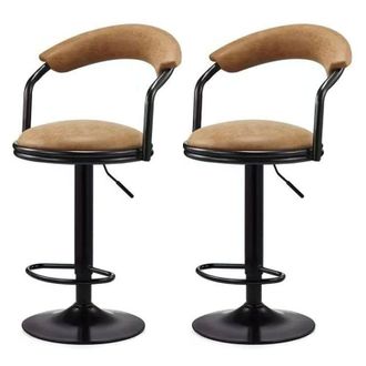 Generic Set mit 2 H&ouml;henverstellbaren Barhockern mit 360&deg;-Drehfunktion, Gepolstertem Kunstlederbezug und R&uuml;ckenlehne f&uuml;r Esszimmer und Bar, 60-80 cm