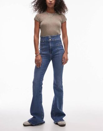 Free People Jayde - Jean skinny puis &eacute;vas&eacute; &agrave; taille haute - Bleu