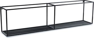 HowHomely Wandregal Schwarz aus Metall | Wanddeko Wohnzimmer 30x120x20 cm | B&uuml;cherregal Wand oder K&uuml;chenregal H&auml;ngend | Regalbrett f&uuml;r Schlafzimmer Bad oder Caf