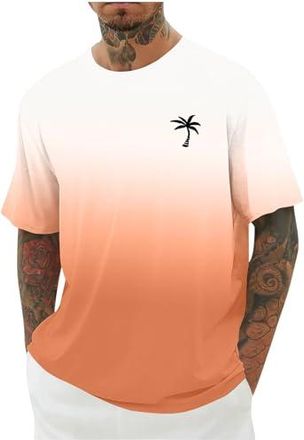 Generic Chemises dégradées pour hommes adultes à manches courtes et col rond - T-shirt tendance athlétique pour entraînement, gym, course à pied - Hauts basiq