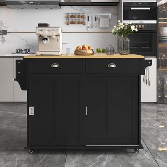 Generic Esswagen 112x40(70) x94 cm klappbare Arbeitsplatte Kommode mit Handtuchhalter Rollen austauschbaren Massivholzfüßen Sideboard für Küche Esszimmer Wohn