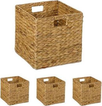 Relaxdays Panier de Rangement, Lot de 4, pour Les Jouets et v&ecirc;tements, H x L x P : 30 x 30 x 30 cm, Nature