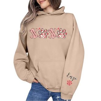 Generic Sweatshirt imprim&eacute; chien Saint-Valentin 2026 amoureux maman papa, kaki, M