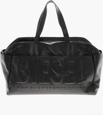 Diesel Vegan Leather Travel Duffel Bag With Embossed Logo size One Size