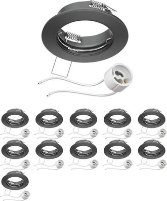 LEDs Com 12 St&uuml;ck Decken-Einbaurahmen FERE Einbaurahmen anthrazit matt (LED/Halogen/GU10/MR16/PAR16/50mm) inkl. GU10 Fassung