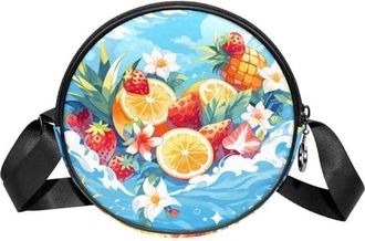 Generic Sac &agrave; bandouli&egrave;re rond pour femme, petit sac &agrave; bandouli&egrave;re avec fermeture &eacute;clair, bretelles r&eacute;glables, style d&eacute;contract&eacute;, pour femmes et filles