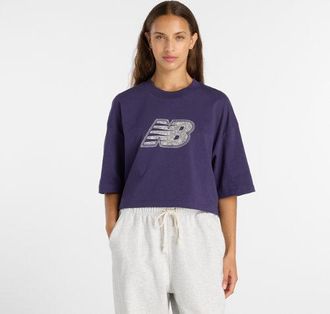 New Balance Damen Lace NB T-Shirt in Violett, Baumwolle, Gr&ouml;&szlig;e XL