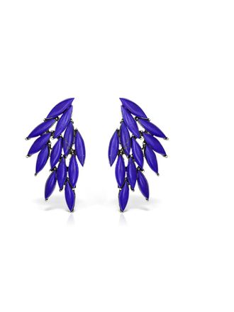 Obsidian anneaux &agrave; pendentifs feuilles - Bleu