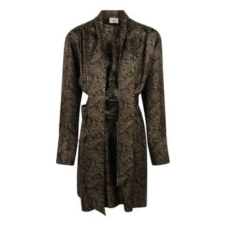 Saint Laurent Seiden-Minikleid mit Print- langen &Auml;rmeln und Cut-Out - - Jackets - Damen - Mehrfarbig - S