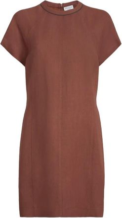Brunello Cucinelli Femme, Robes, Orange, Taille: 42 FR Fluid Twill T-Shirt Dress