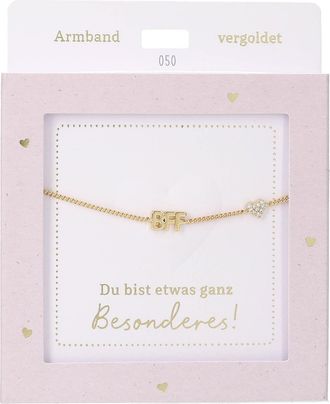 Depesche 13896.50 Armband in Gold, mit BFF und Glitzerstein, variabel in der L&auml;nge, als Geschenk f&uuml;r Freunde und Familie